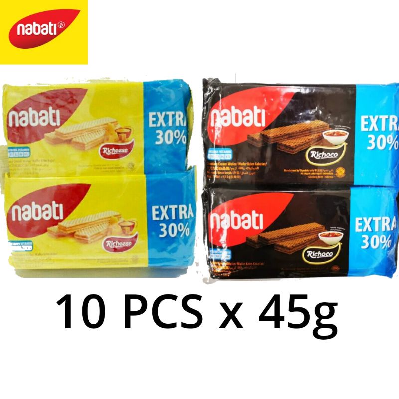 Nabati Wafer 10 Pcs x 45g / Nabati Richeese / Nabati Richoco (13.5g Extra 30 %) | Shopee Malaysia