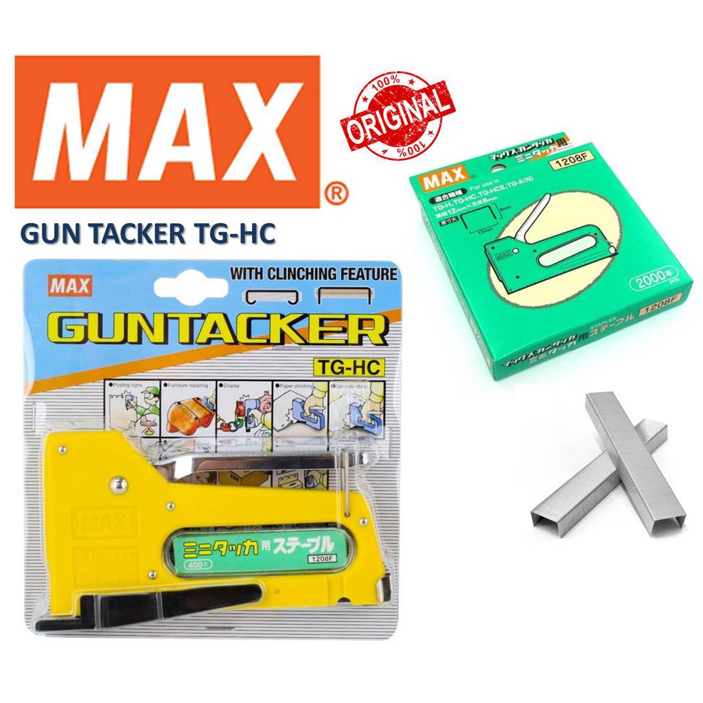 MAX GUN TACKER TG-HC AND GUNTACKER BULLET STAPLES 1208F (DAWAI KOKOT ...