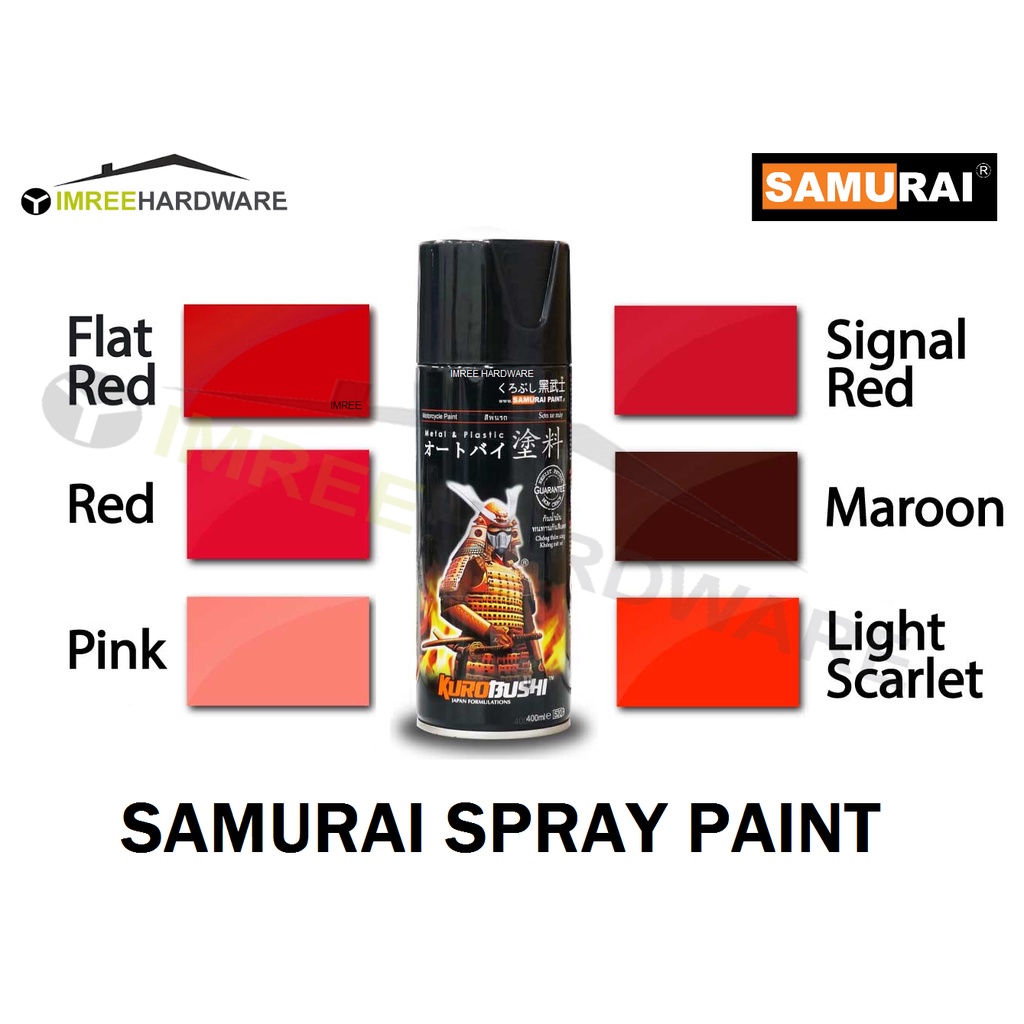 SAMURAI Standard Color Spray Paint (Red, Signal Red, Flat Red, Pink ...