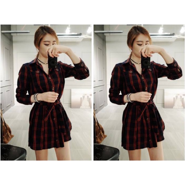 Cotton Plaid Dress (sold out) | Shopee Malaysia
