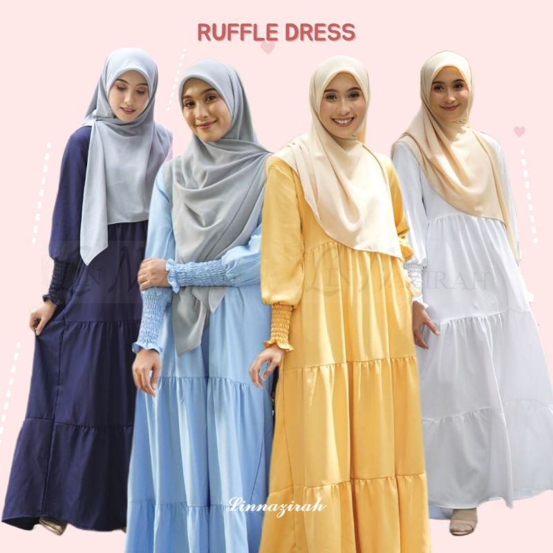 Dress Muslimah Ruffle Dewasa Abaya Jubah Raya 2022 Baju Raya Dress ...