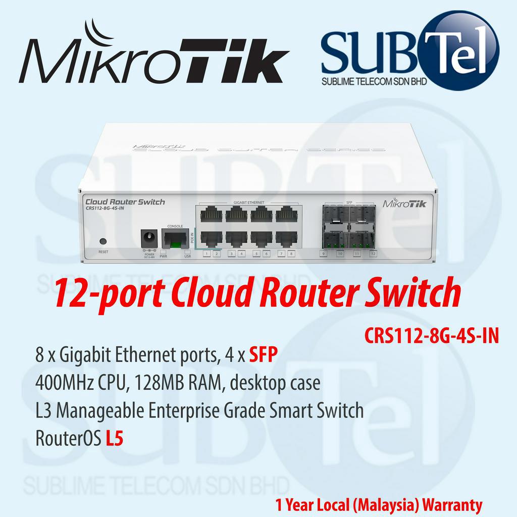 CLEARANCE Mikrotik CRS112-8G-4S-IN 12 port L3 Gigabit Router Managed ...