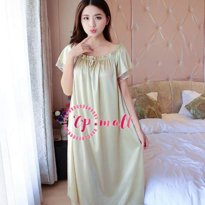 Baju Tido Perempuan Baju Tidur Wanita Satin Short SleevePlus Size Satin ...