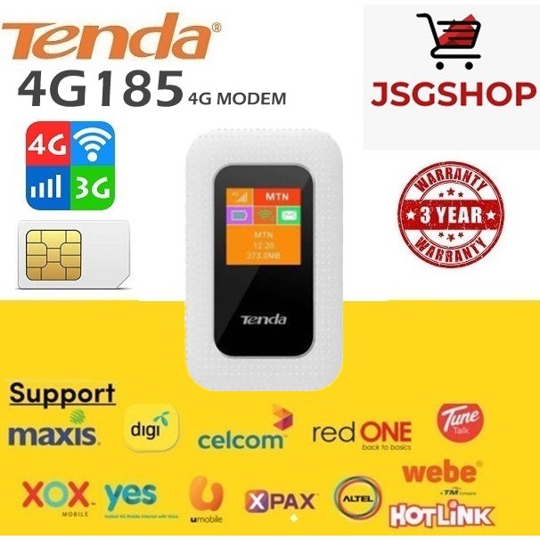 Tenda 4G185 4G LTE Advanced Portable Wireless WiFi Modem Router MiFi Webe UNIFI DIGI YES CELCOM ...