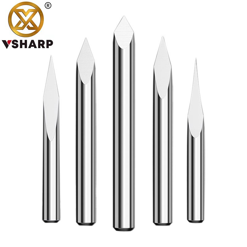 Vsharp 3 Edges 4mm Engraving Bit Carbide CNC Tool 20-90 Degree Milling ...
