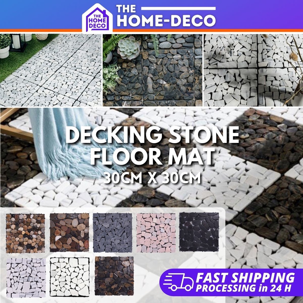 30cm x 30cm Decking Stone Floor Mat Rock Tile Outdoor Garden Flooring ...