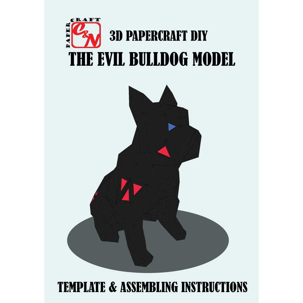 3d paper model|Bull dog model|Desk Decoration|Papercraft 3D|The evil ...