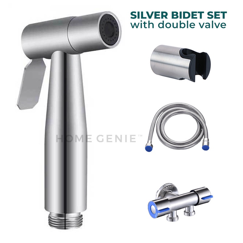 Bathroom Bidet SUS 304 Faucet Black Silver Coated Bidet Spray Two Way ...