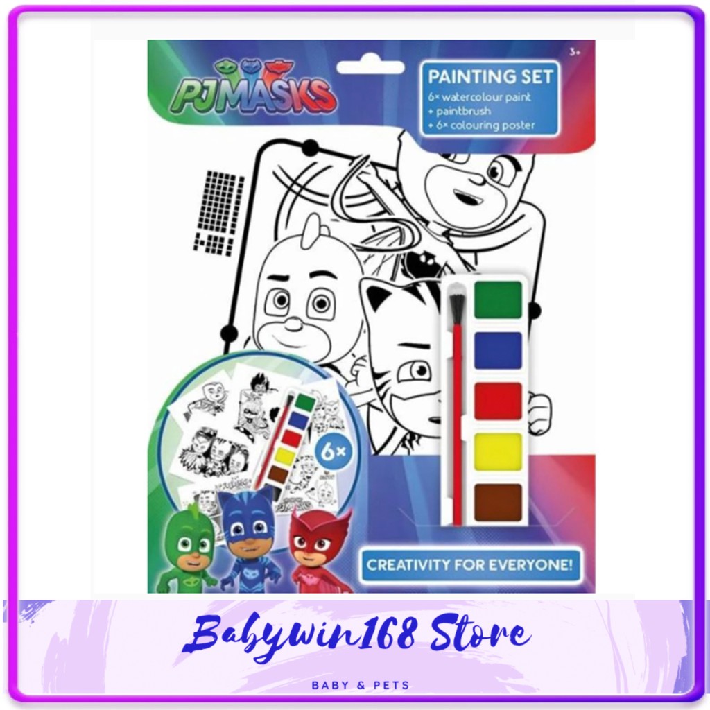 PJ Masks - Poster Painting Set with watercolour paint & paintbrush ...