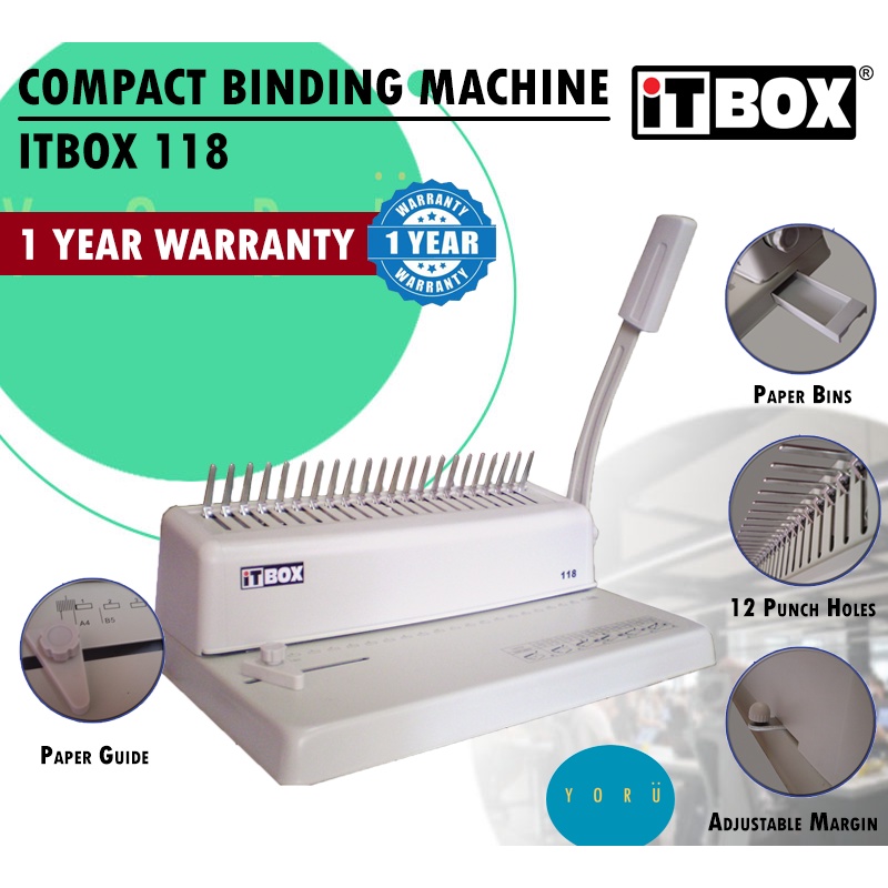 iTBOX Comb Binding Machine 118 | Heavy Duty Comb Binder | A4 Paper Puncher Binding | Document ...
