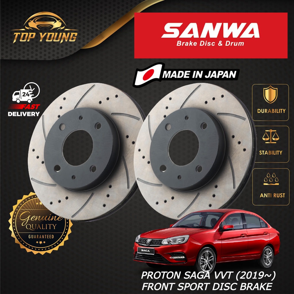 PROTON SAGA VVT (2019~) , FRONT DISC ROTOR SPORT SLOTTED & DRILLED MADE ...
