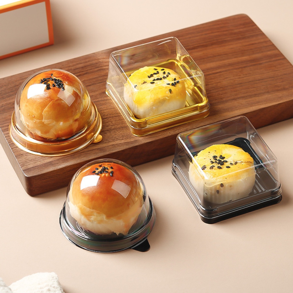 【New Product】 50pcs Mooncake Box Tray Container Round Square Mini Cake ...