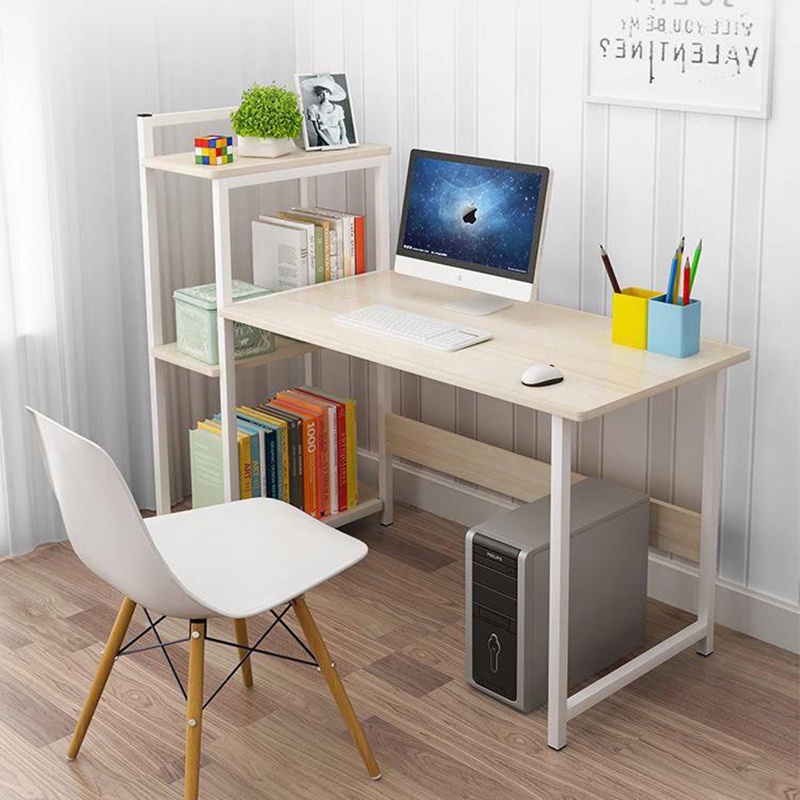 Study Deck Writing Desk Office Table With 3 Tiers Side Bookshelf ...