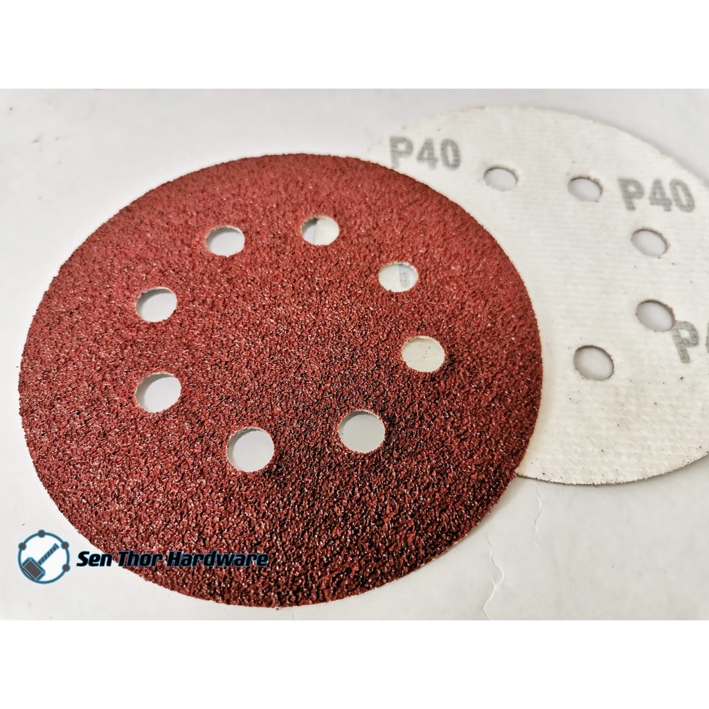 5 inchi 8-Hole Brown Flocking Loop Round Sand Paper 5寸8孔植绒褐色圆砂纸 Sen ...