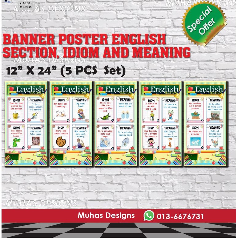 BANNER POSTER ENGLISH SECTION, IDIOM AND MEANING (5PCS SET) | Shopee ...