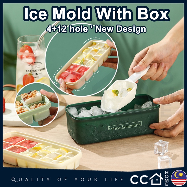 New 4+12 SILICONE ICE CUBE ICE MOLD TRAY With Cover BABY FOOD Maker ...