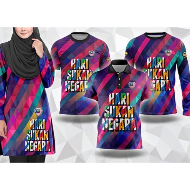 HSN Hari Sukan Negara 2023 Baju Muslimah Budak Microfiber Couple Set Muslimah Malaysia Labuh ...