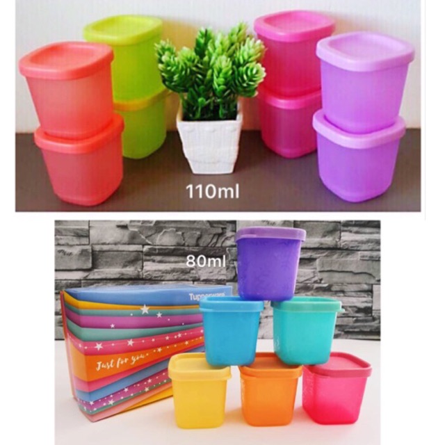 💯Authentic🌸TUPPERWARE Square Cube Storer 110ml(2pcs) & 80ml(1pc ...