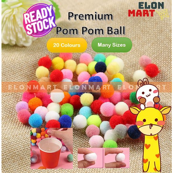 Pom Pom Ball Pompom DIY Art & Craft For Kids Premium Spongy | Shopee ...