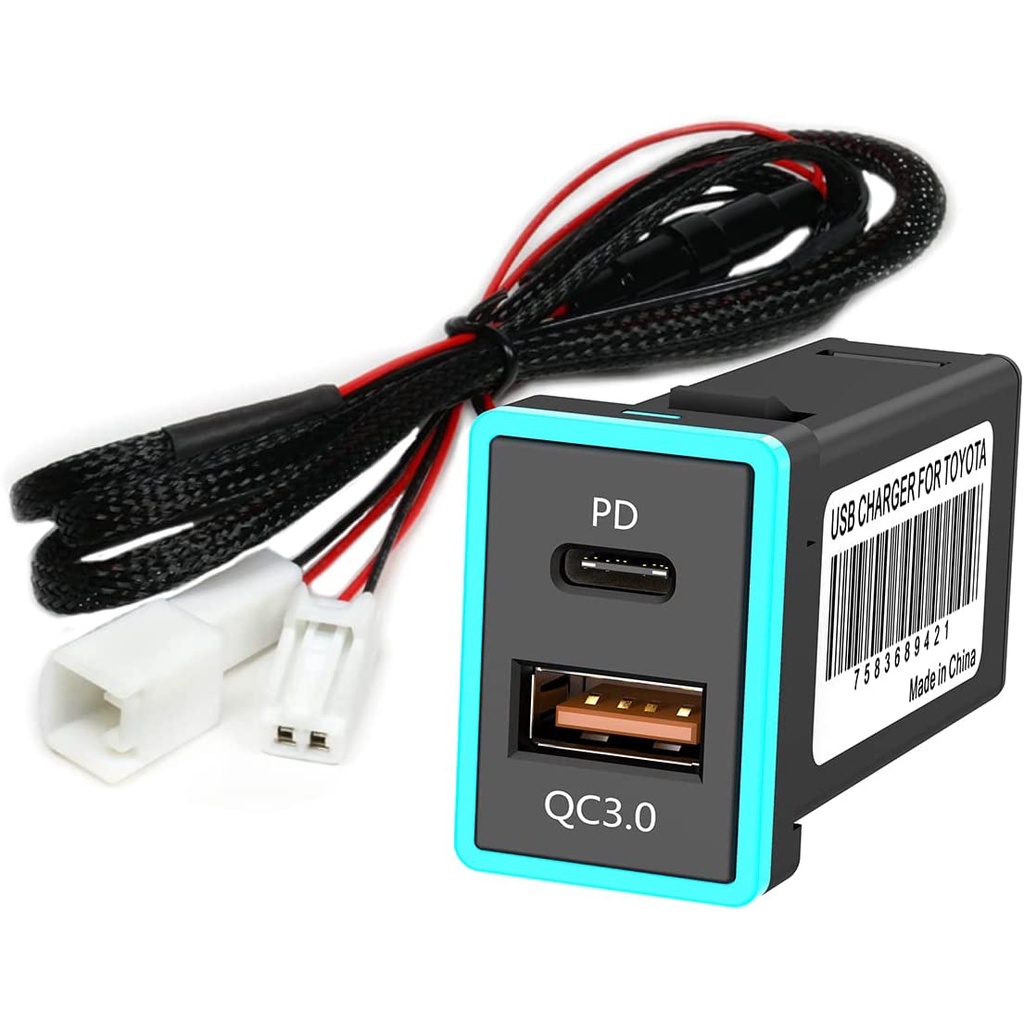 USB C PD Charger Socket for Toyota, Type C & Quick Charge Car Adapter ...