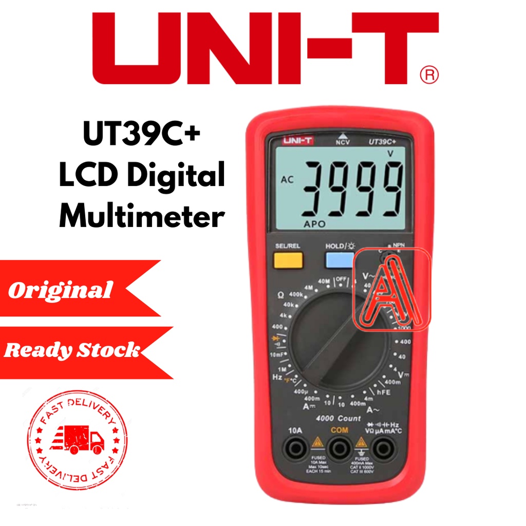 UNI-T UT39C+ LCD Digital Multimeter Temperature -40 ~ 1000°C NCV ...