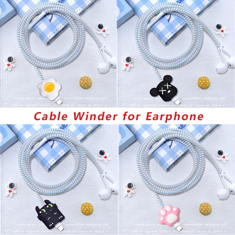 Spiral Earphone Cord Protector Earphone Cable Winder for ip Litning ...
