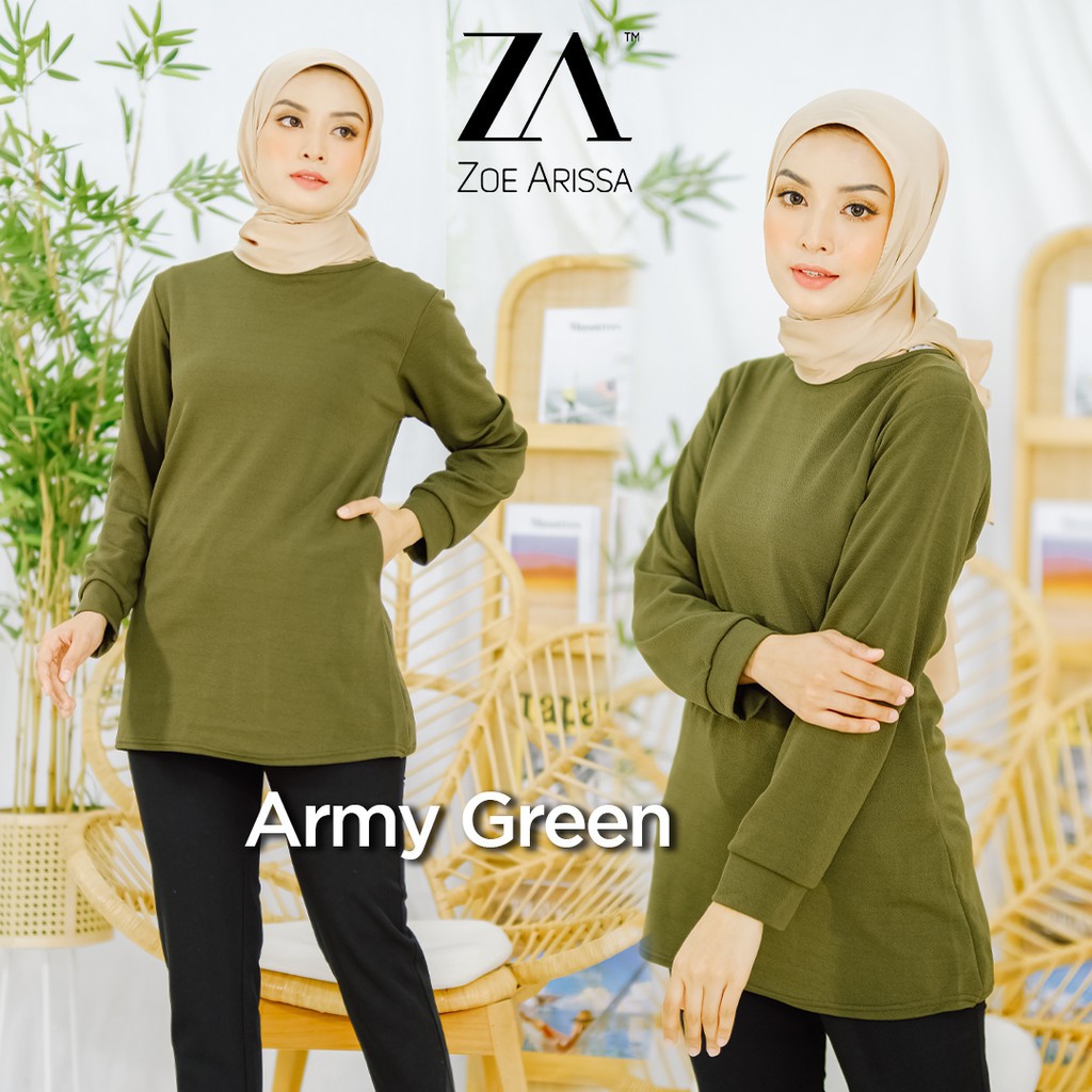 BLOUSE BAJU MUSLIMAH Moden Zoe Arissa Plain Cotton Lychee Labuh Blouse ...