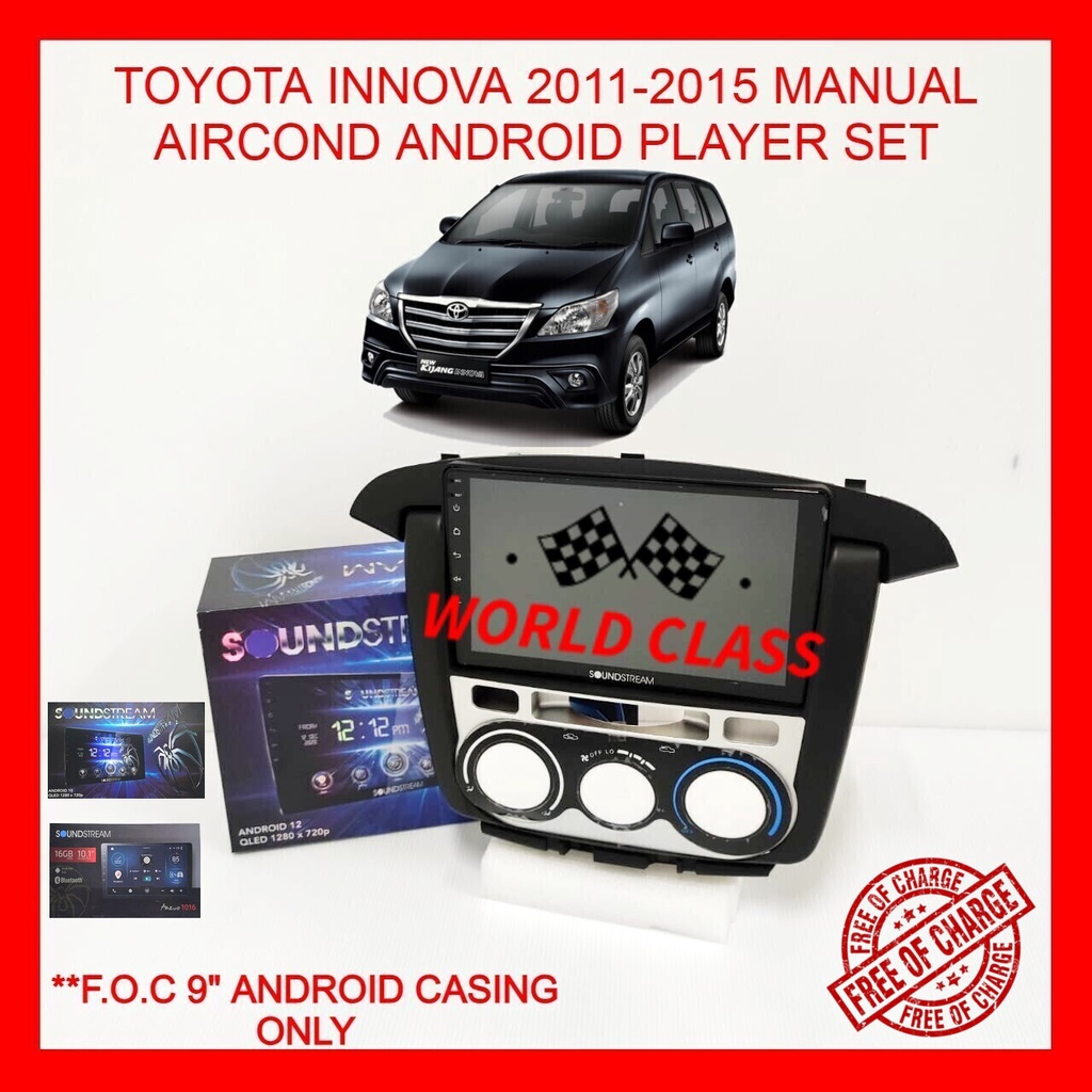 TOYOTA INNOVA 2011-2015 (MANUAL AIRCOND) 9" SOUNDSTREAM ANDROID IPS ...
