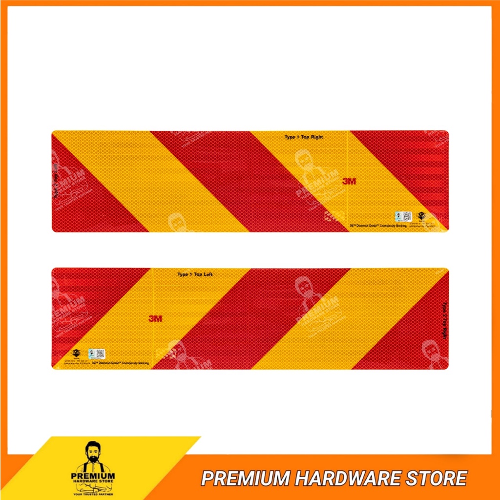 3M Sirim Certified Diamond Grade Yellow & Red Lorry Reflective Sticker ...