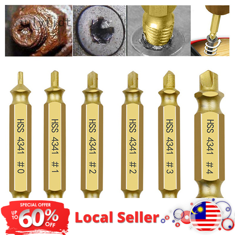 6pcs Damaged Screw Extractor Drill Bit Extractor Drill Set Broken Bolt ...
