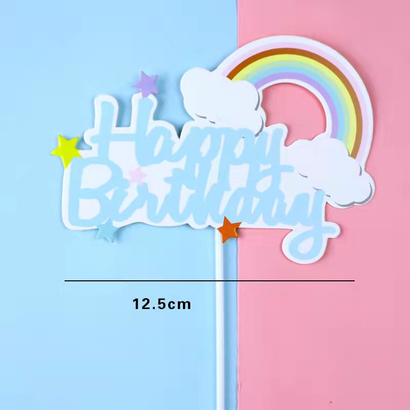 [WAWA] Ballon rainbow happy birthday cake decoration topper ...