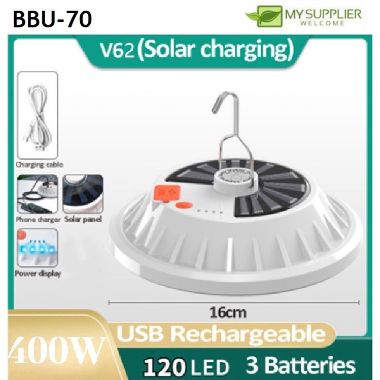 400W 120LED Emergency Light Control Rechargeable LED Bulb Solar Charge ...