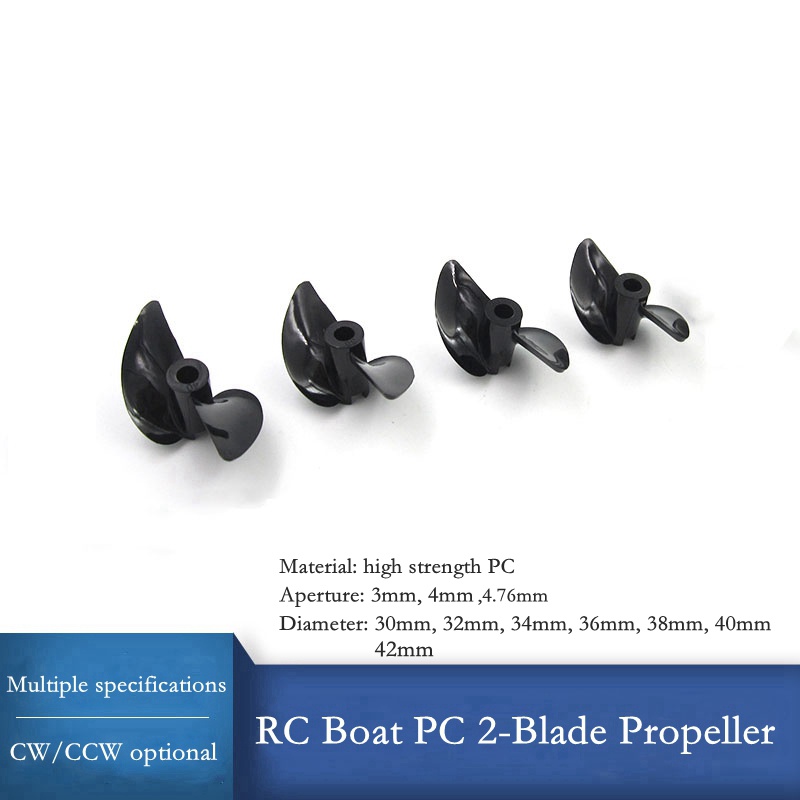 RC Boat 2 Blade Propeller 30-42mm Prop PC Hole 3mm 4mm CW/CCW ...