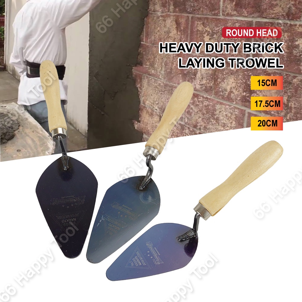 6" 7" 8" Heavy Duty Brick Laying Trowel Round Head Concrete Cement ...