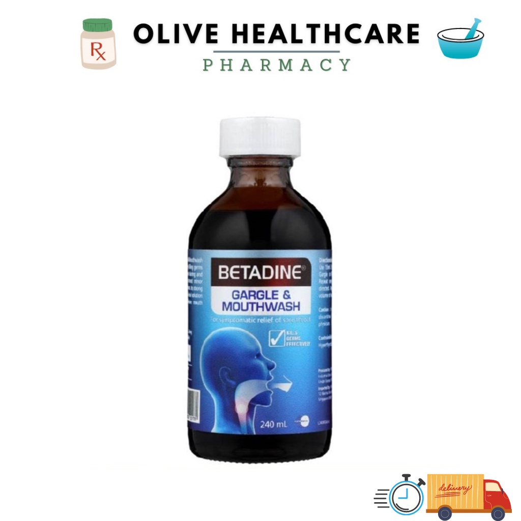 Betadine Gargle & Mouth Wash 240ml For Sore Throat [EXP 10/2025 ...