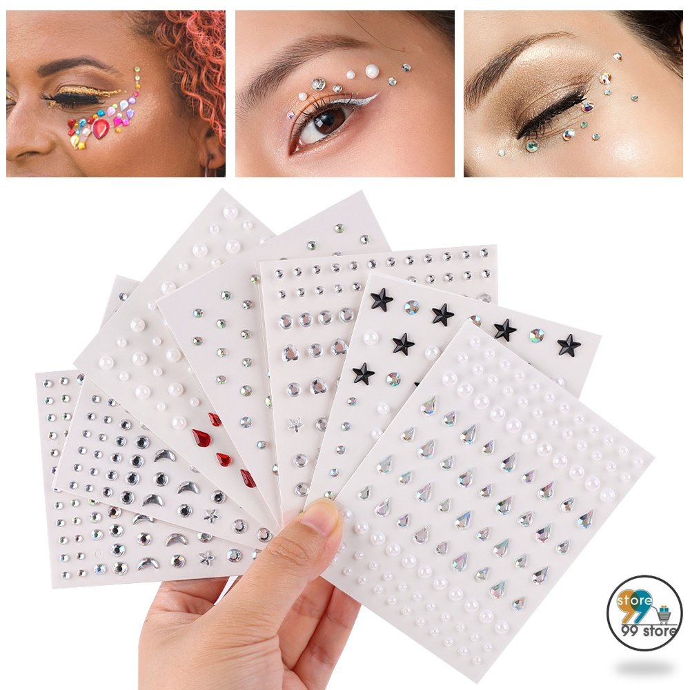 HOT 1 Sheet Fashion 3D Glitter Face Jewels Stickers / Women DIY ...