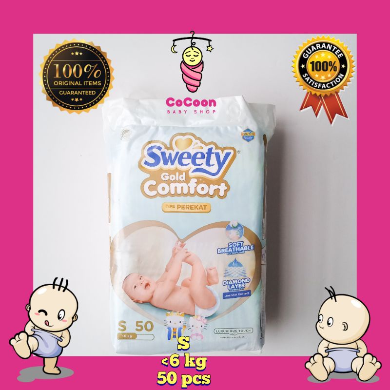 Sweety Gold Comfort Tape S50 S 50 Adhesive Type Baby Diapers | Shopee ...