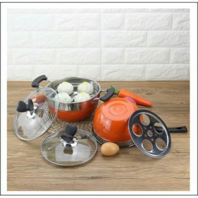 6PCS SET PREMIUM STAINLESS STEEL POT WITH TRANSPARENT LID (3KG ...