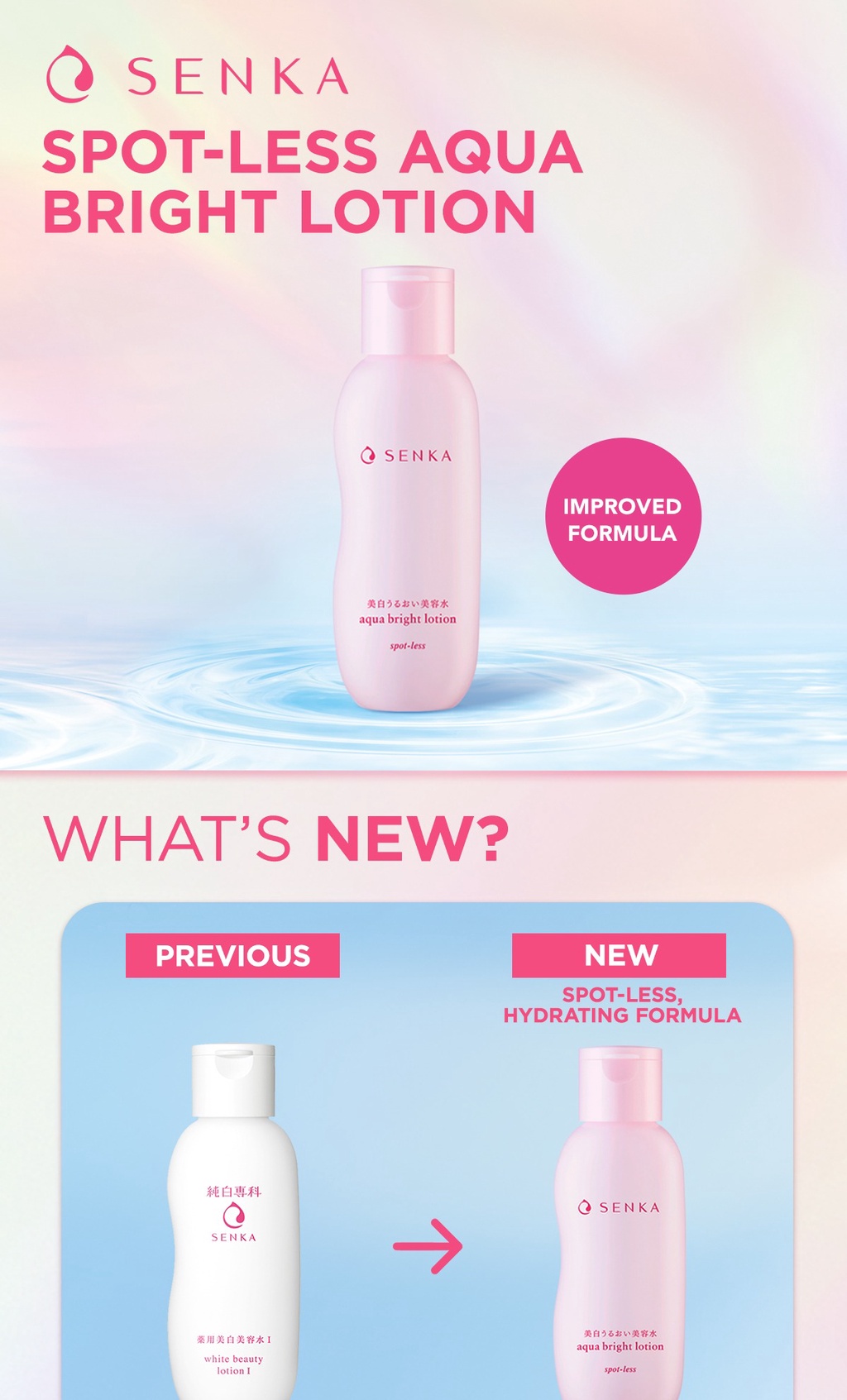 Senka Aqua Bright Glow Gel Cream (50g) + Senka Aqua Bright Lotion ...