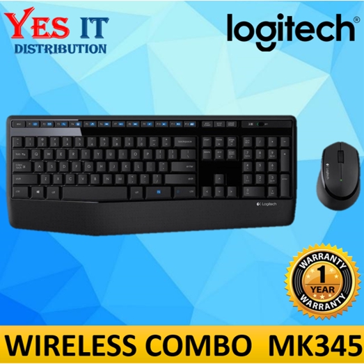 Logitech Wireless Combo Mk345 Wireless Keyboard & Mouse (Black ...