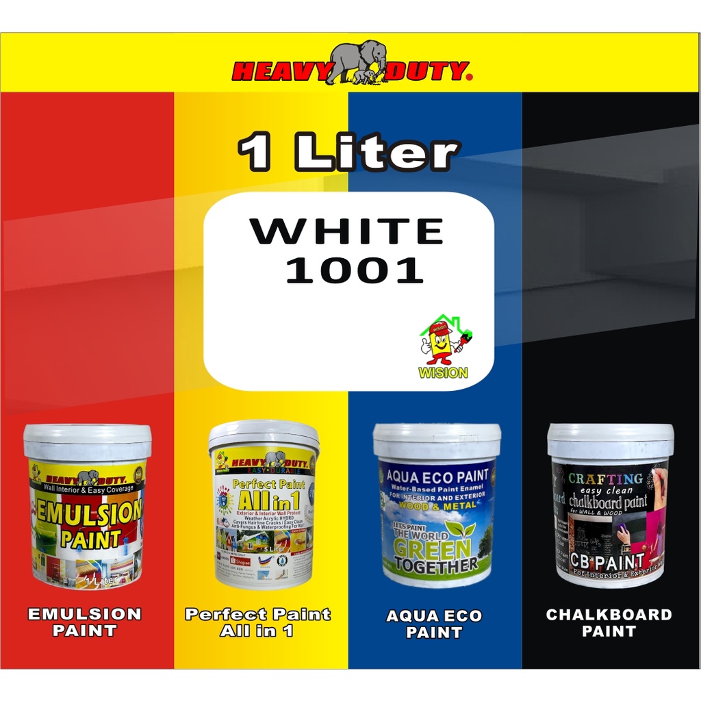 ( 1 LITER ) WHITE 1001 / HEAVY DUTY ( EMULSION PAINT / PERFECT PAINT ...