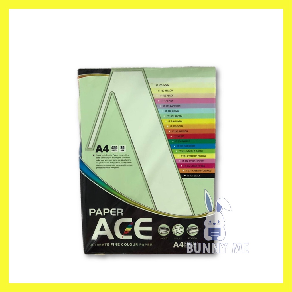 ACE COLOUR PAPER 80GSM A4 450SHEETS / KERTAS WARNA // LIGHT // CYBER ...
