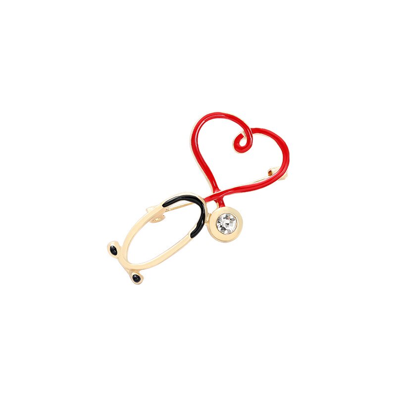 Medical Brooches Nurse Pins Stethoscope Heart Electrocardiogram Enamel ...
