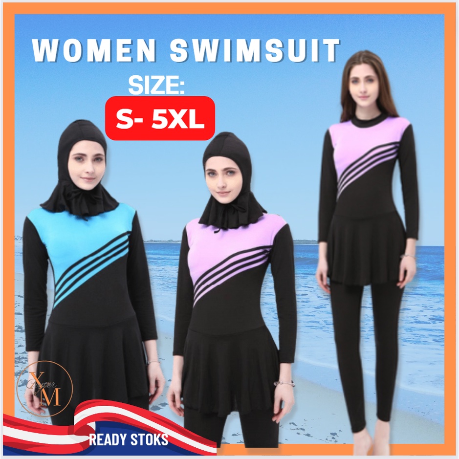 Baju Renang Muslimah Swimming suit Baju Mandi Hijab Women Swimsuit ...