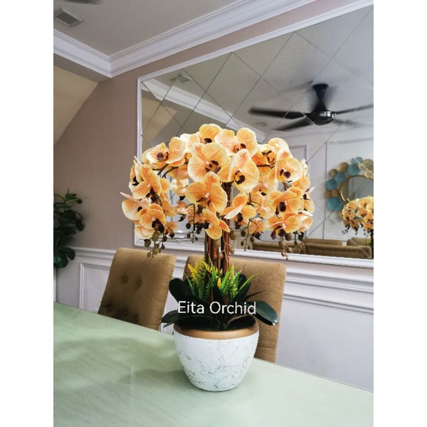 gubahan orkid latex 7 tangkai pasu ceramic orchid siap gubah keliling ...