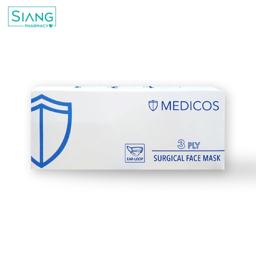 【READY STOCK】 MEDICOS 3-Ply Surgical Face Mask Ear-Loop (50/box - With ...
