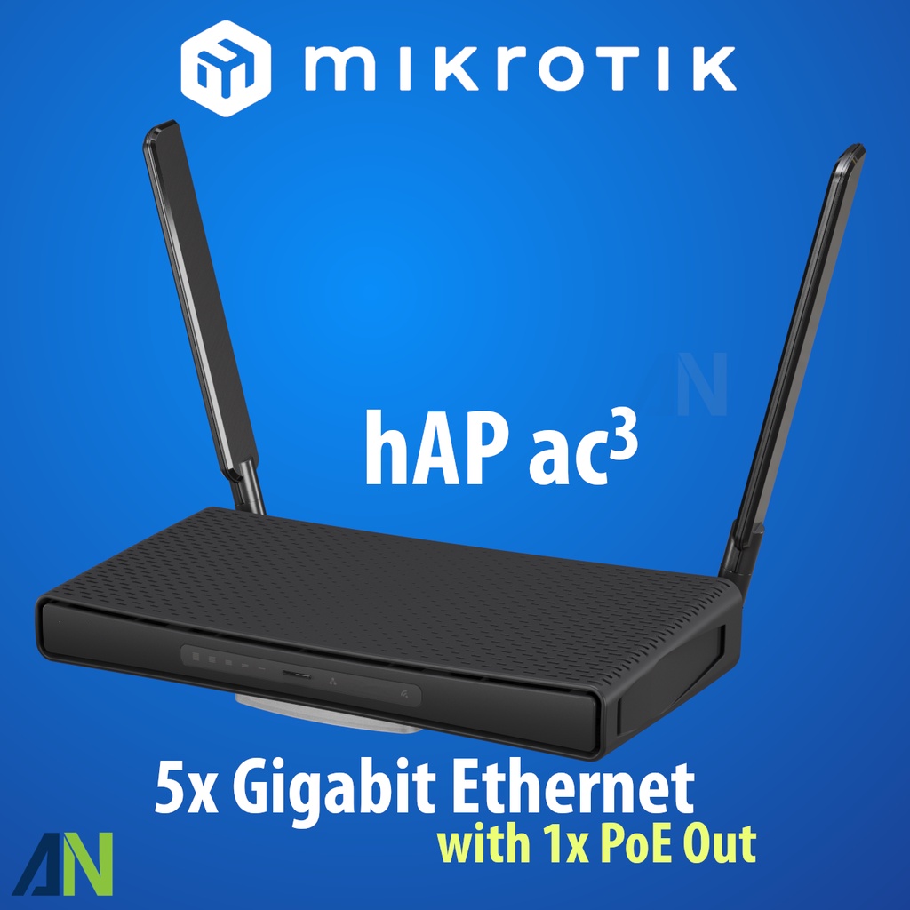 MikroTik Wireless Router hAP ac3, WiFi 5, Up to 1Gbps WAN Aggregate, 5 ...