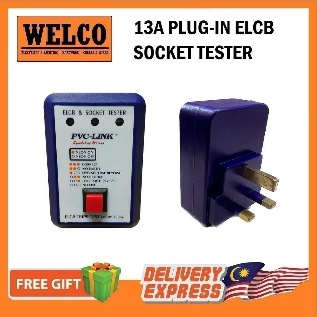 13A 3PIN SWITCH SOCKET ELCB SOCKET TESTER WITH LIGHT INDICATOR [BRITISH ...