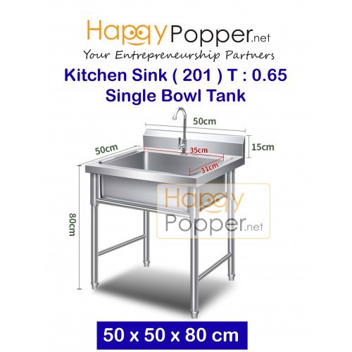 Happypopper Stainless Steel Meja Sinki Kitchen Sink Single Bowl Tank ...