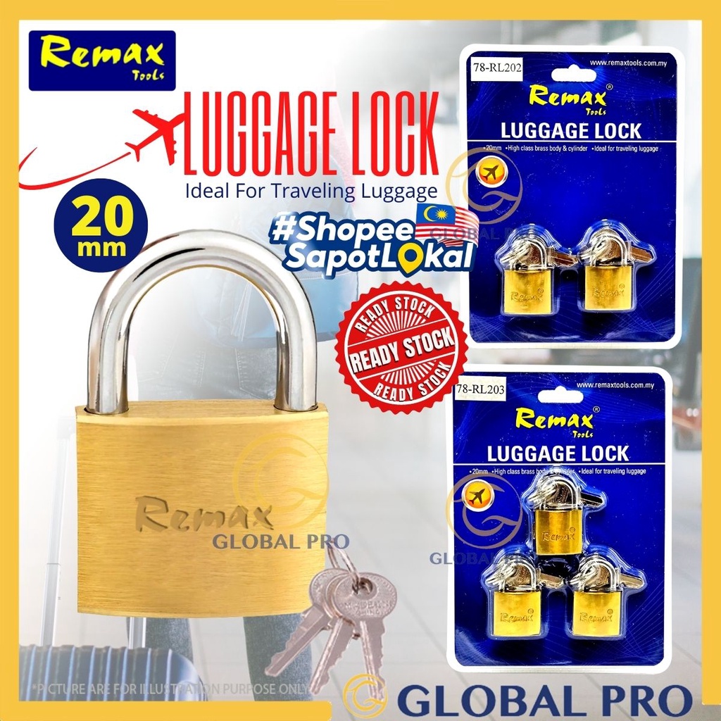 REMAX 20MM Luggage Bag Travel Padlock Lock Cabin Luggage Kunci Mangga ...